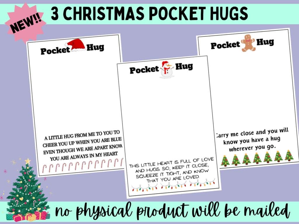 3 Christmas Pocket Hug Poems Printable PDF File Instant Download ...